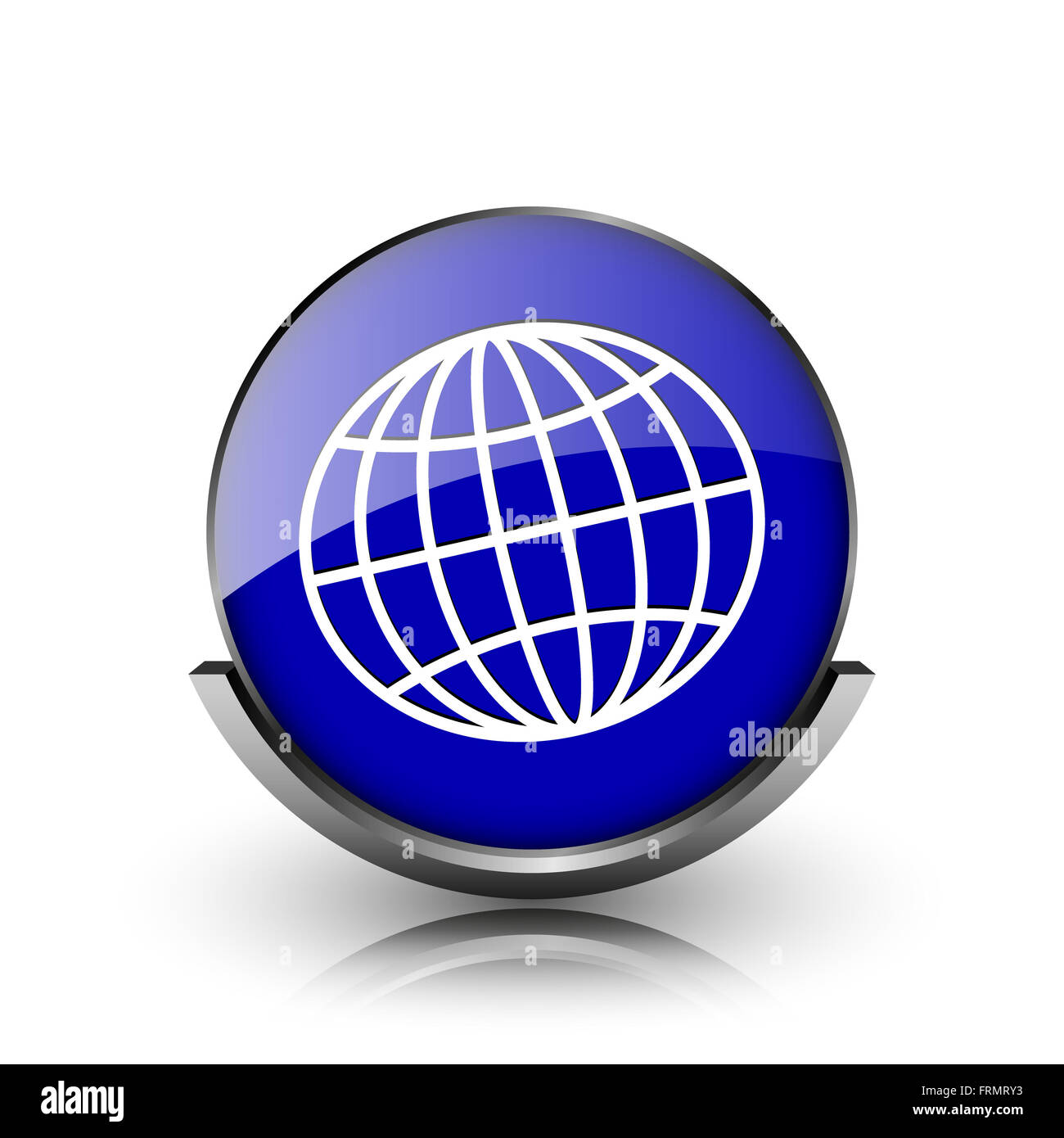 Blue shiny glossy icon on white background Stock Photo - Alamy