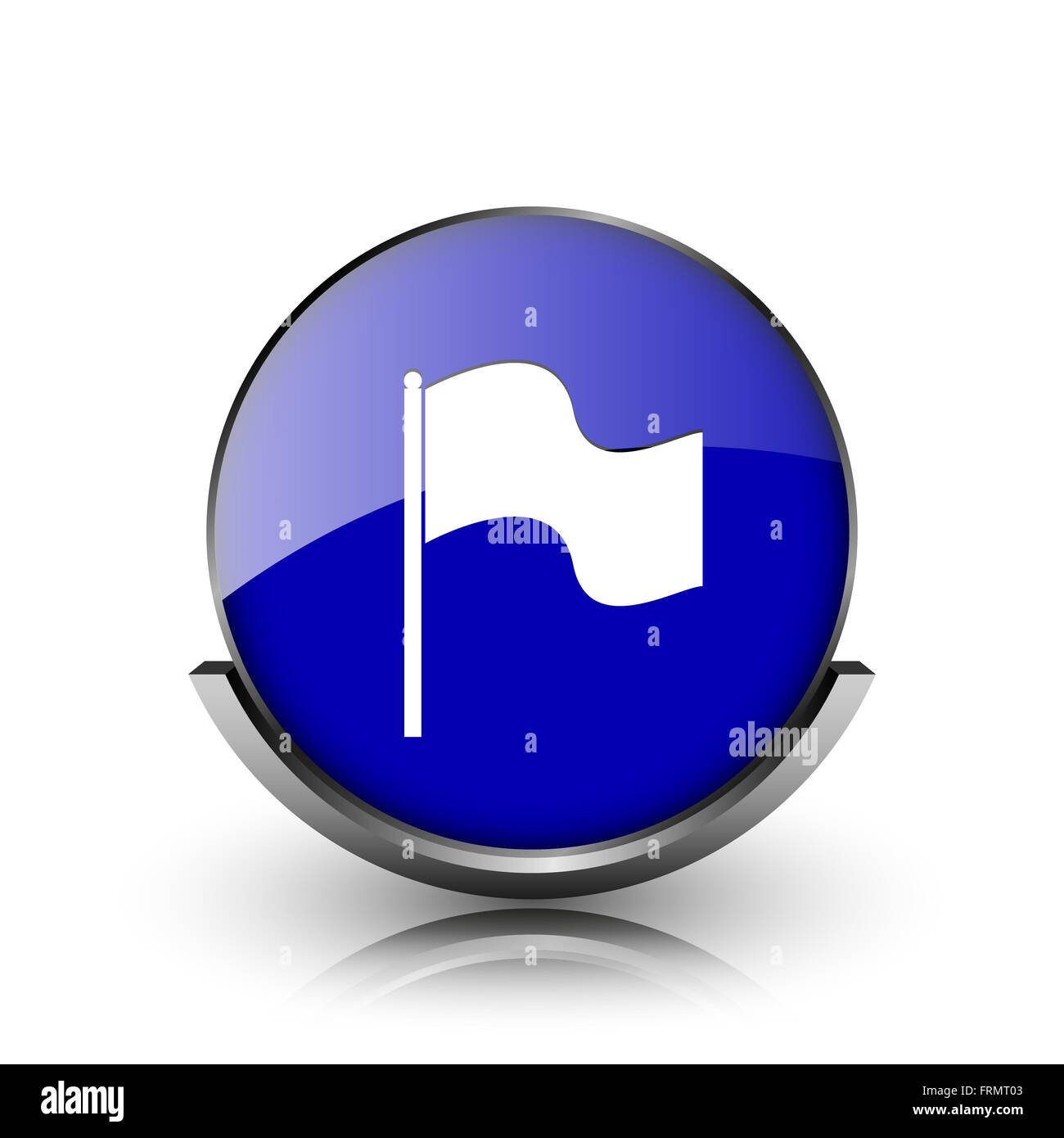 Blue shiny glossy icon on white background Stock Photo - Alamy