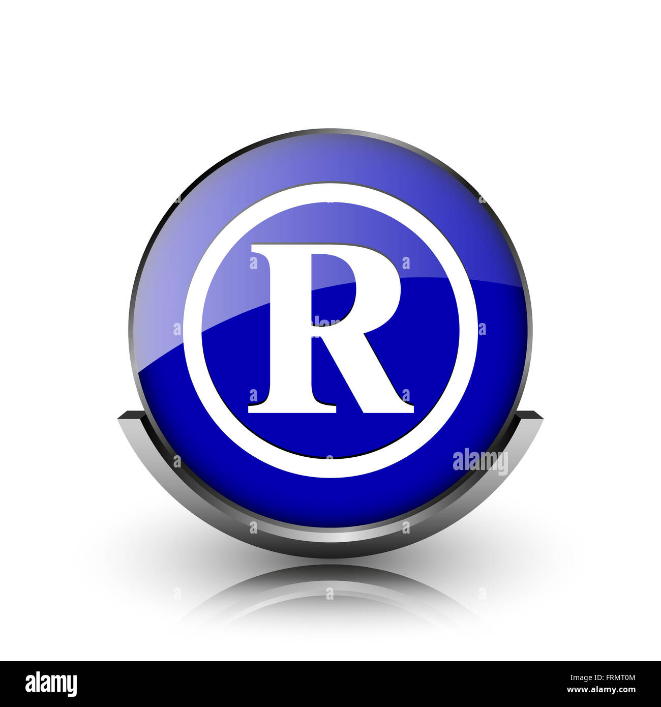 Blue shiny glossy icon on white background Stock Photo - Alamy