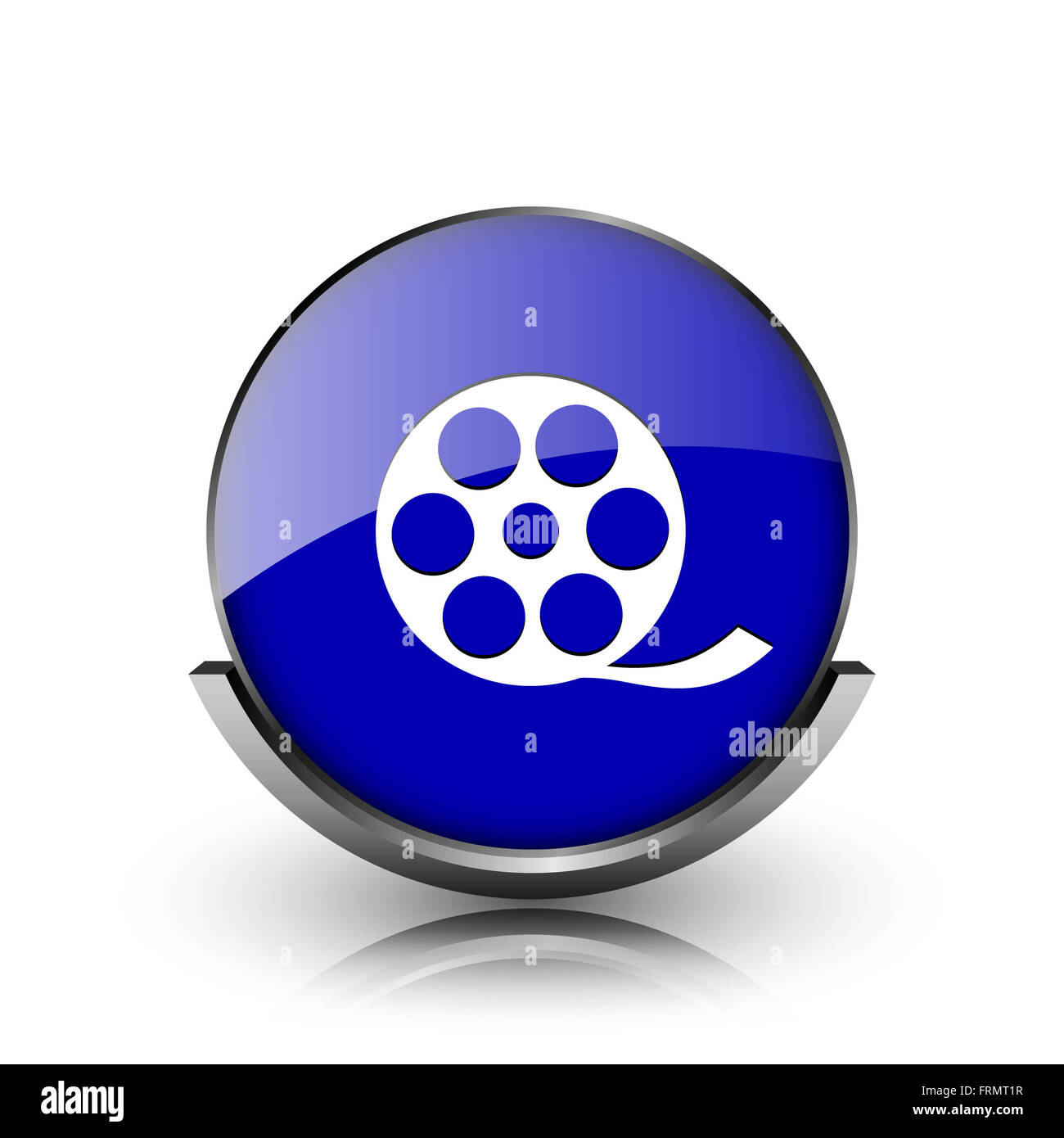 Blue shiny glossy icon on white background Stock Photo - Alamy