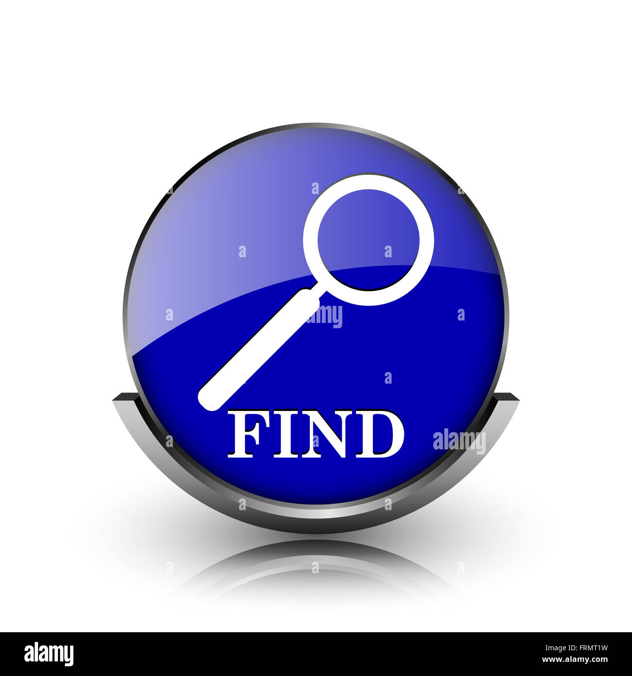 Blue shiny glossy icon on white background Stock Photo - Alamy