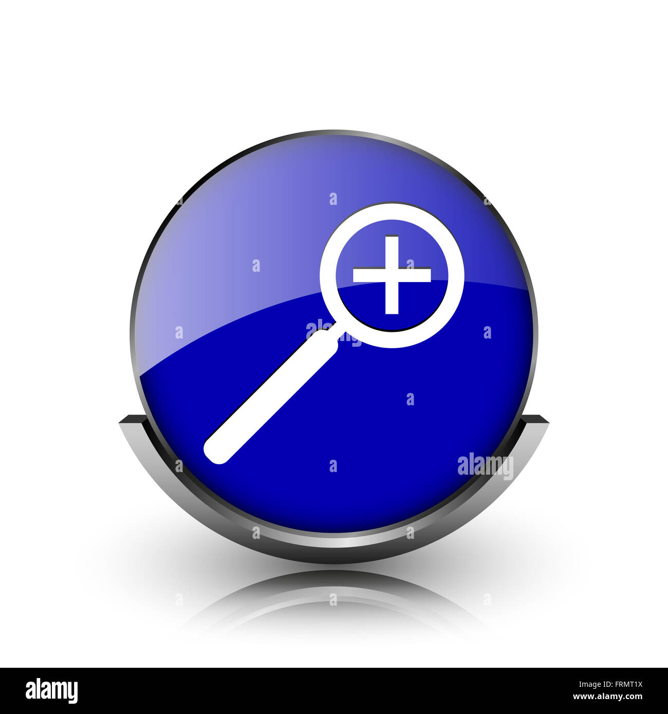 Blue shiny glossy icon on white background Stock Photo - Alamy