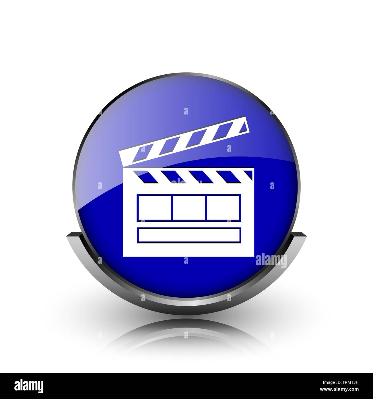 Blue shiny glossy icon on white background Stock Photo - Alamy