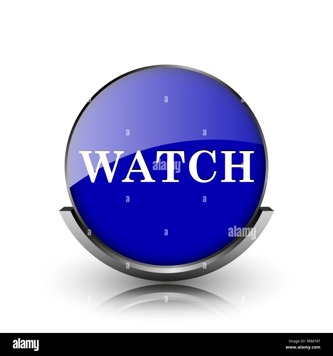 Blue shiny glossy icon on white background Stock Photo - Alamy
