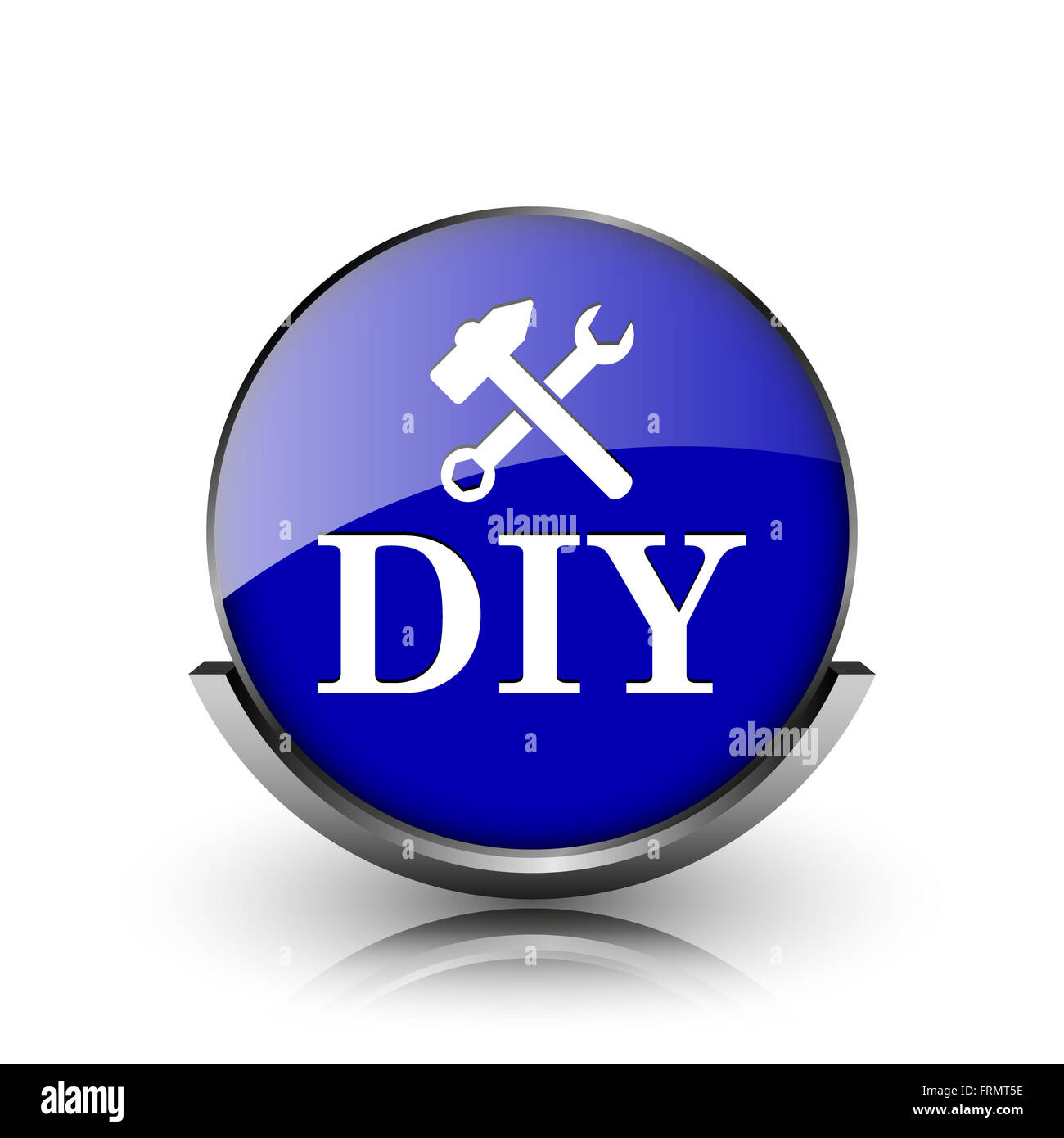 Blue shiny glossy icon on white background Stock Photo - Alamy
