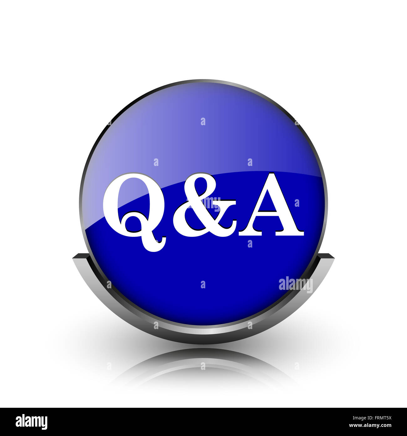 Blue shiny glossy icon on white background Stock Photo - Alamy