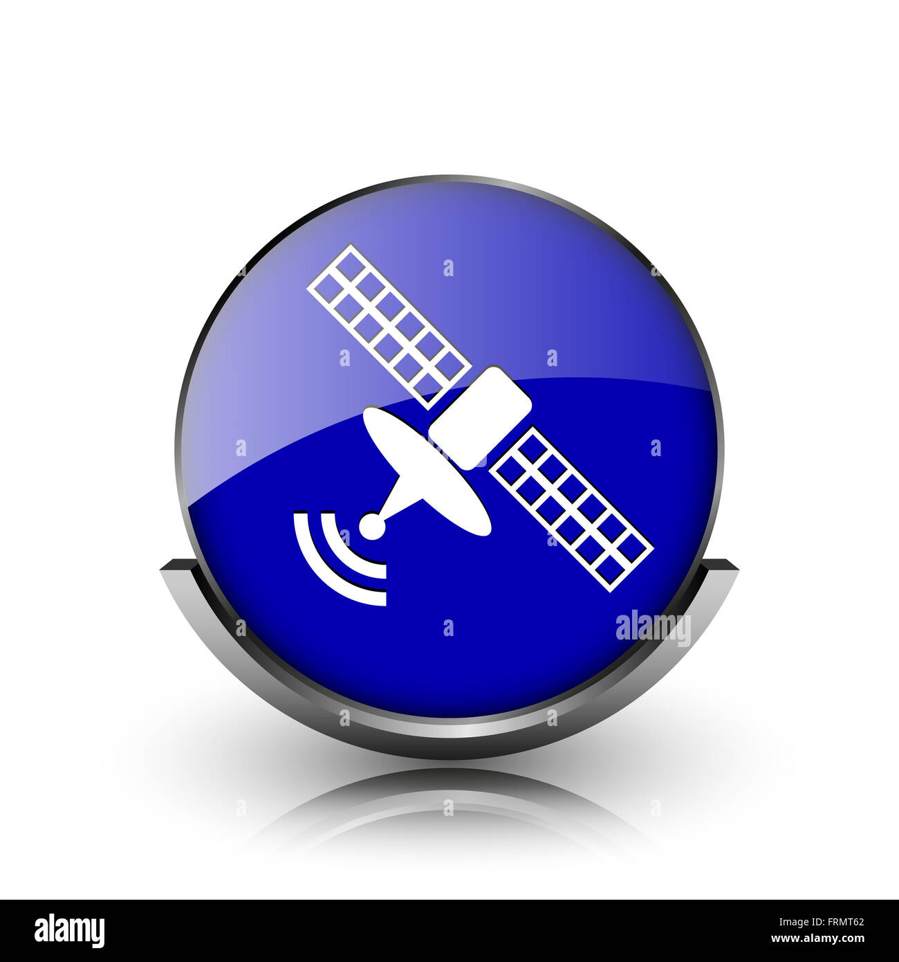 Blue shiny glossy icon on white background Stock Photo - Alamy