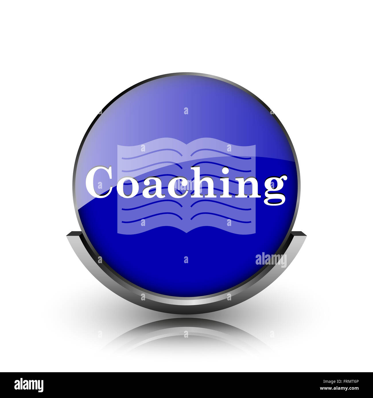 Blue shiny glossy icon on white background Stock Photo - Alamy