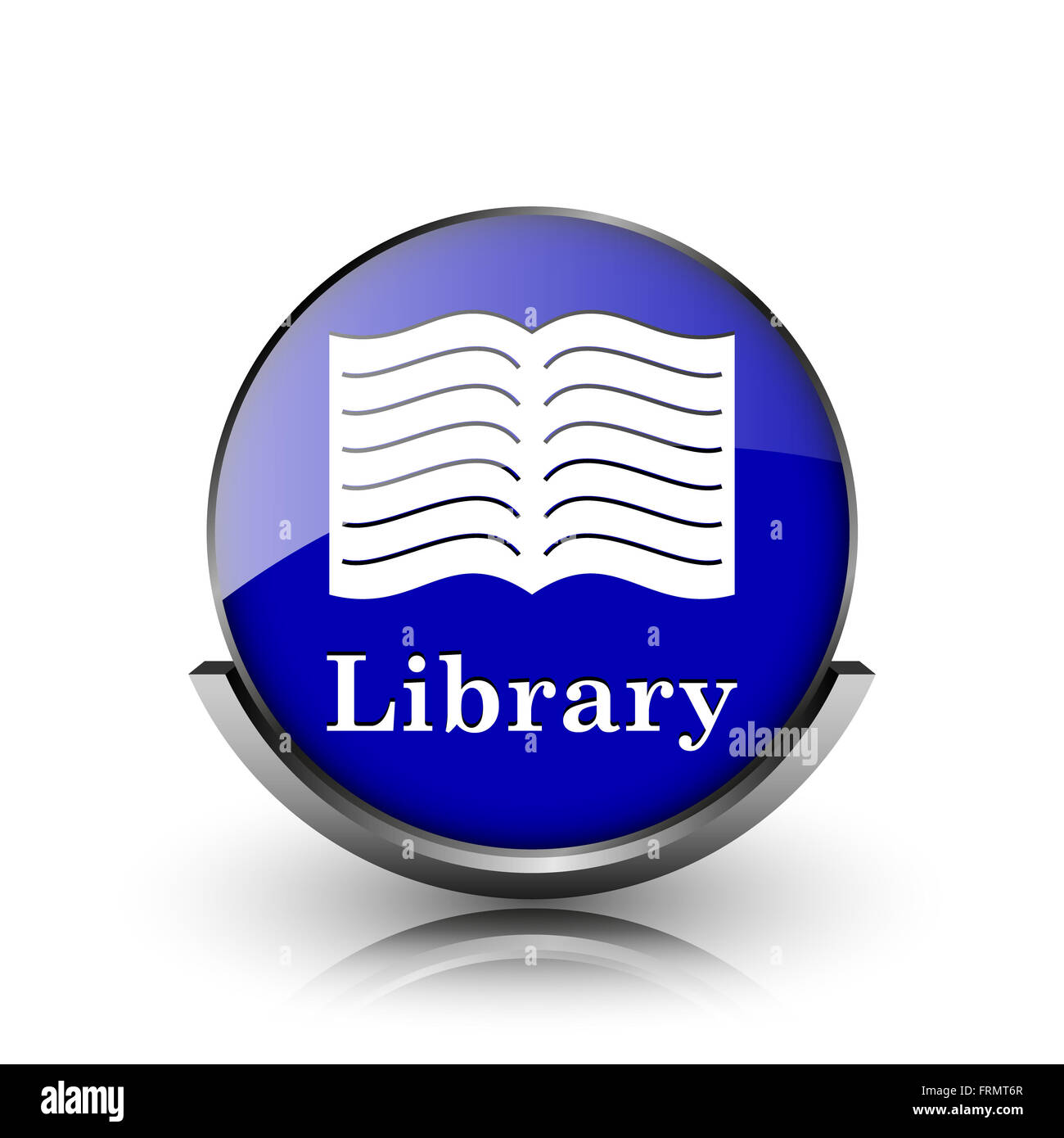 Blue shiny glossy icon on white background Stock Photo - Alamy