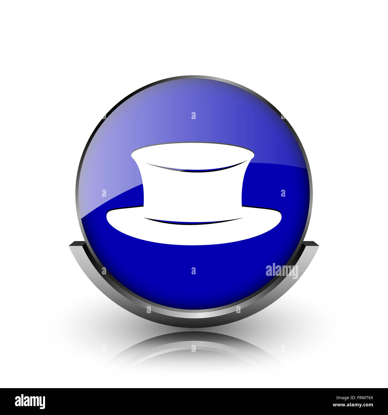Blue shiny glossy icon on white background Stock Photo - Alamy