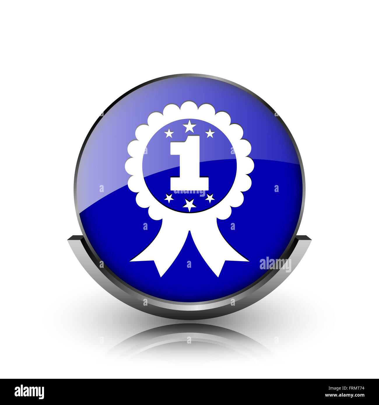 Blue shiny glossy icon on white background Stock Photo - Alamy