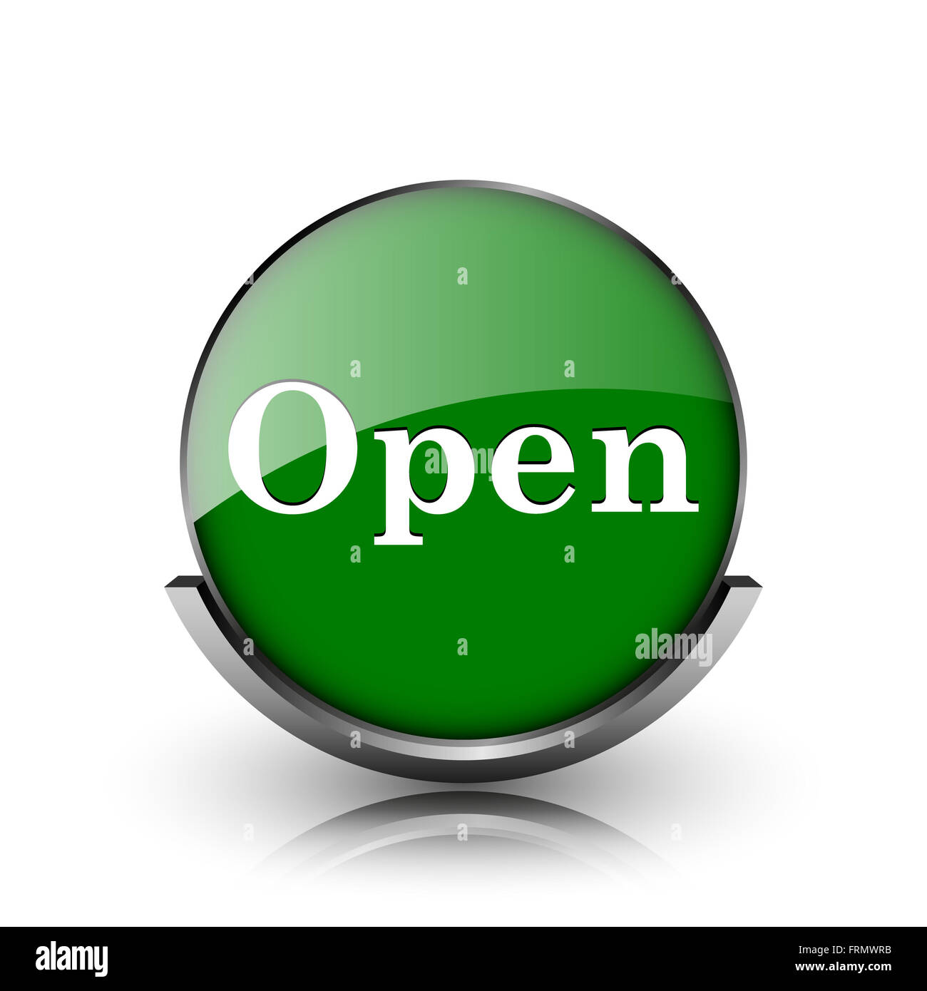 Green shiny glossy icon on white background Stock Photo - Alamy