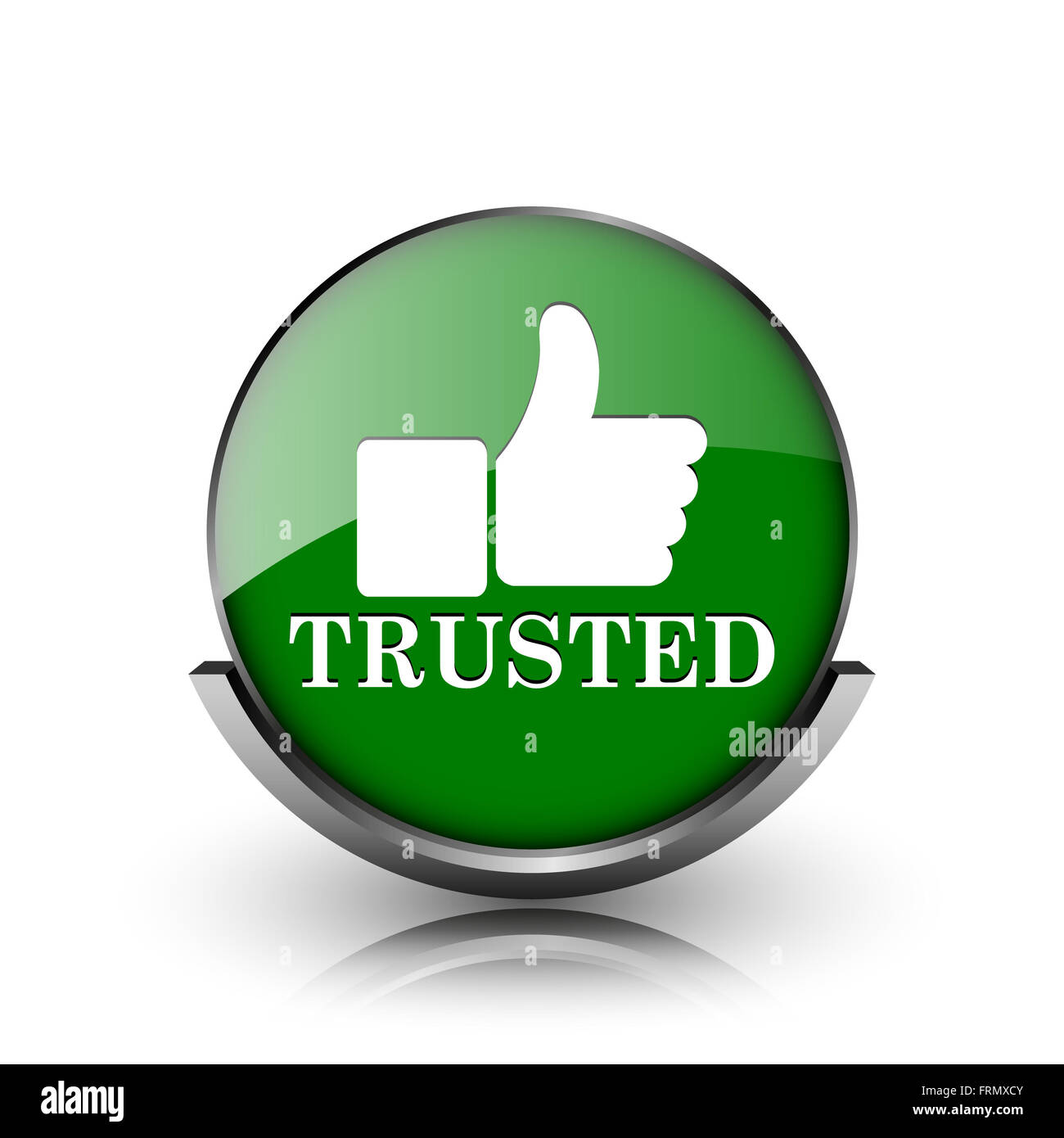 Green shiny glossy icon on white background Stock Photo - Alamy