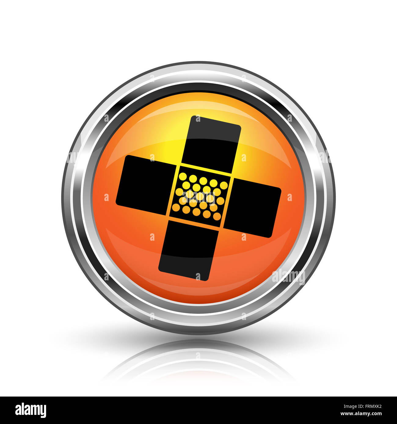 Orange shiny glossy icon on white background Stock Photo - Alamy