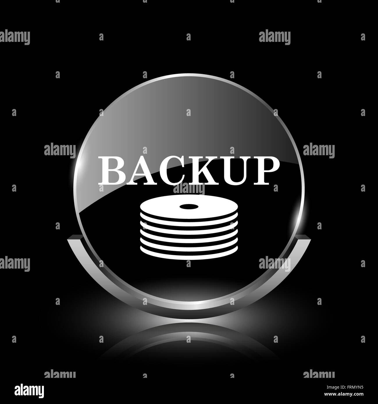 Shiny glossy glass icon on black background Stock Photo - Alamy