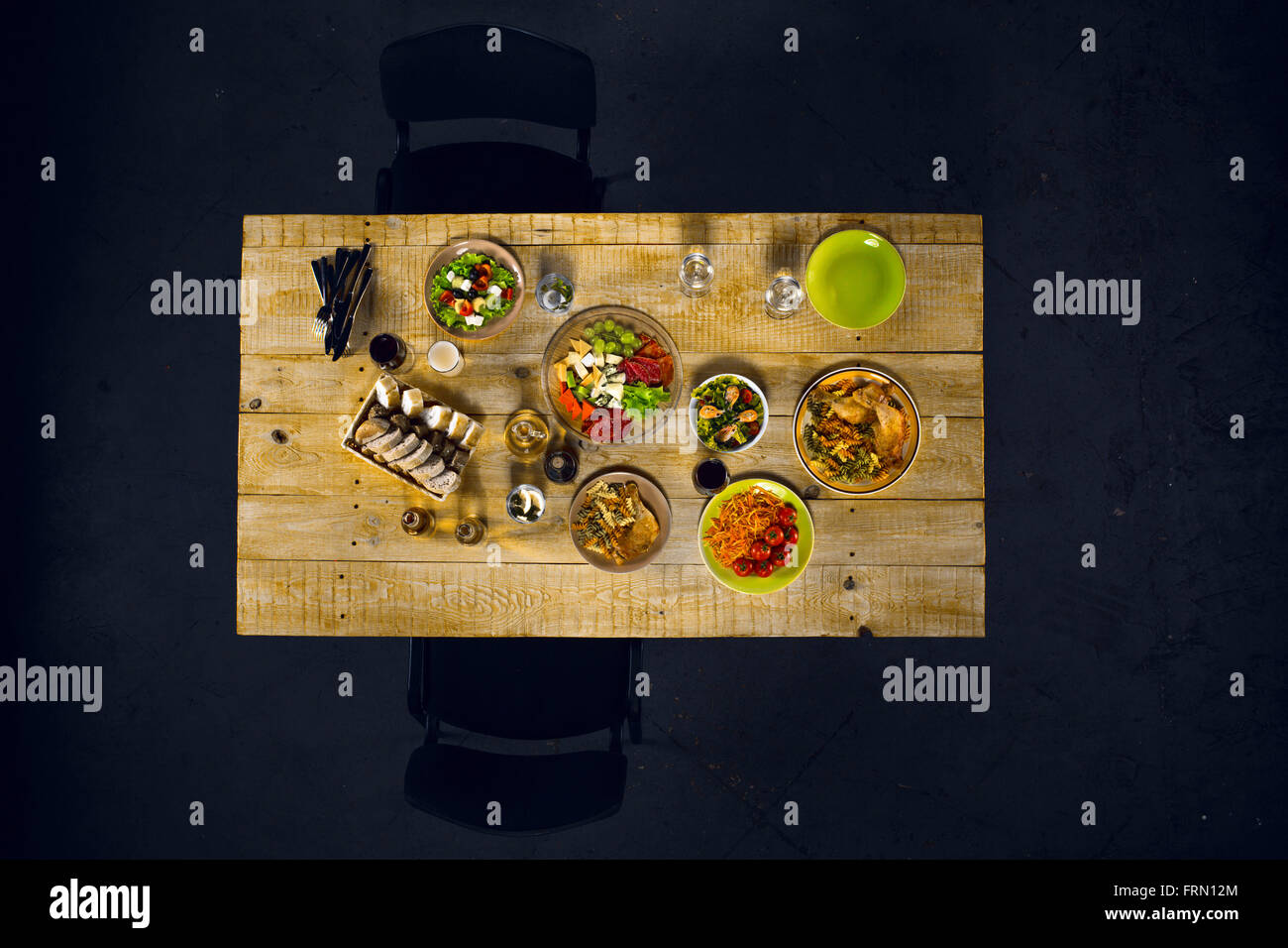 Top view of food on table Stock Photo - Alamy
