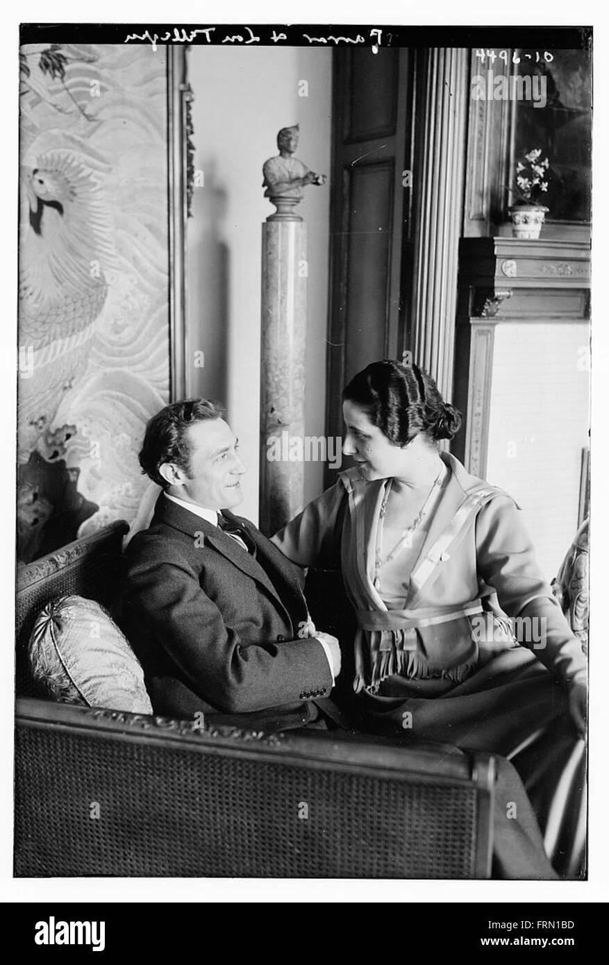 A photograph of the actors Farrar and Lou Tellegen, captured in a ...