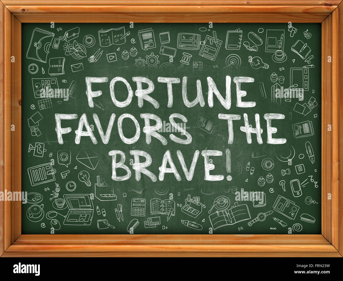 Fortune Favors the Brave - Hand Drawn on Green Chalkboard Stock Photo ...