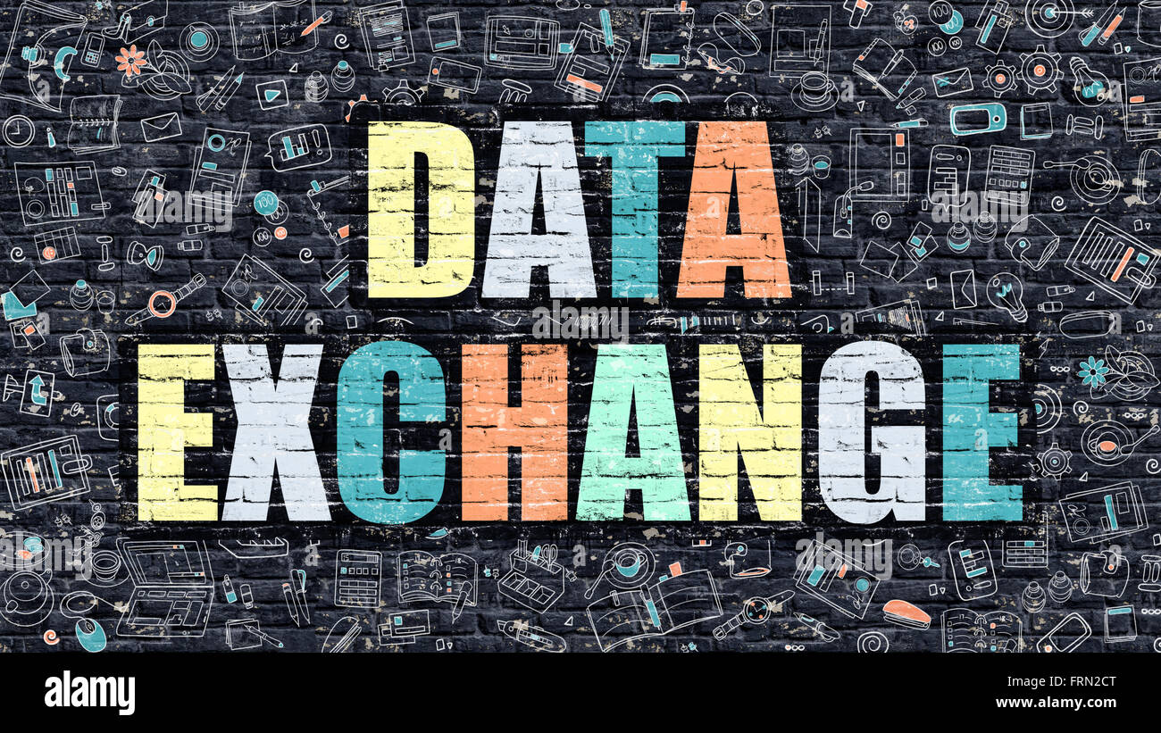 Data Exchange Concept. Multicolor on Dark Brickwall Stock Photo - Alamy