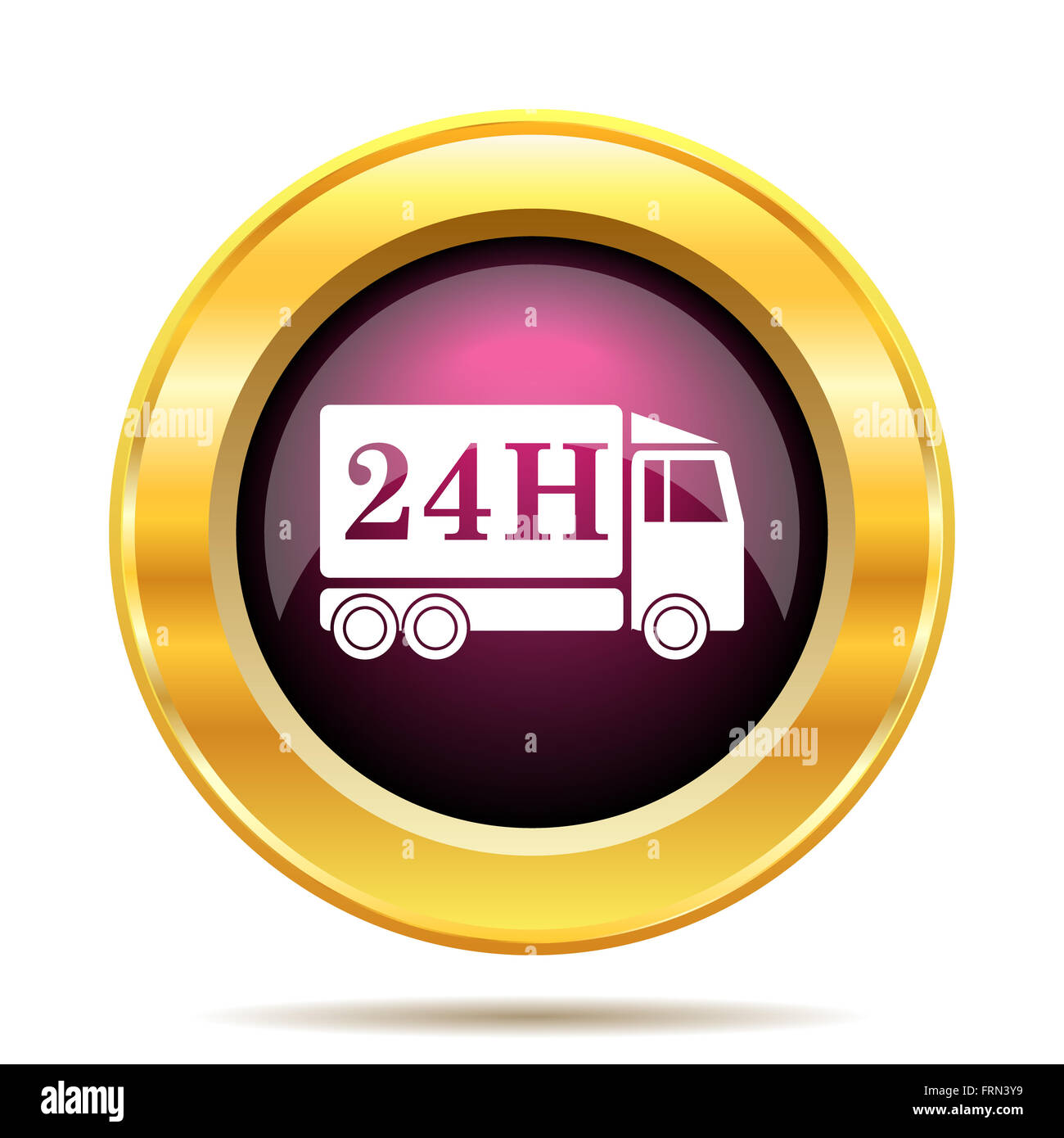 24H delivery truck icon. Internet button on white background Stock ...