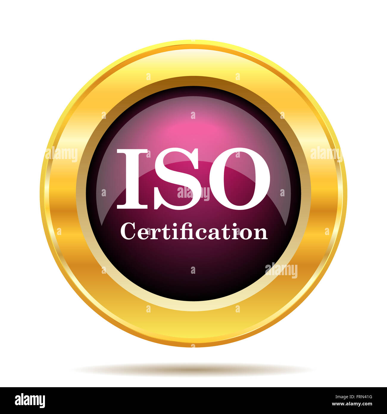 ISO certification icon. Internet button on white background Stock Photo ...