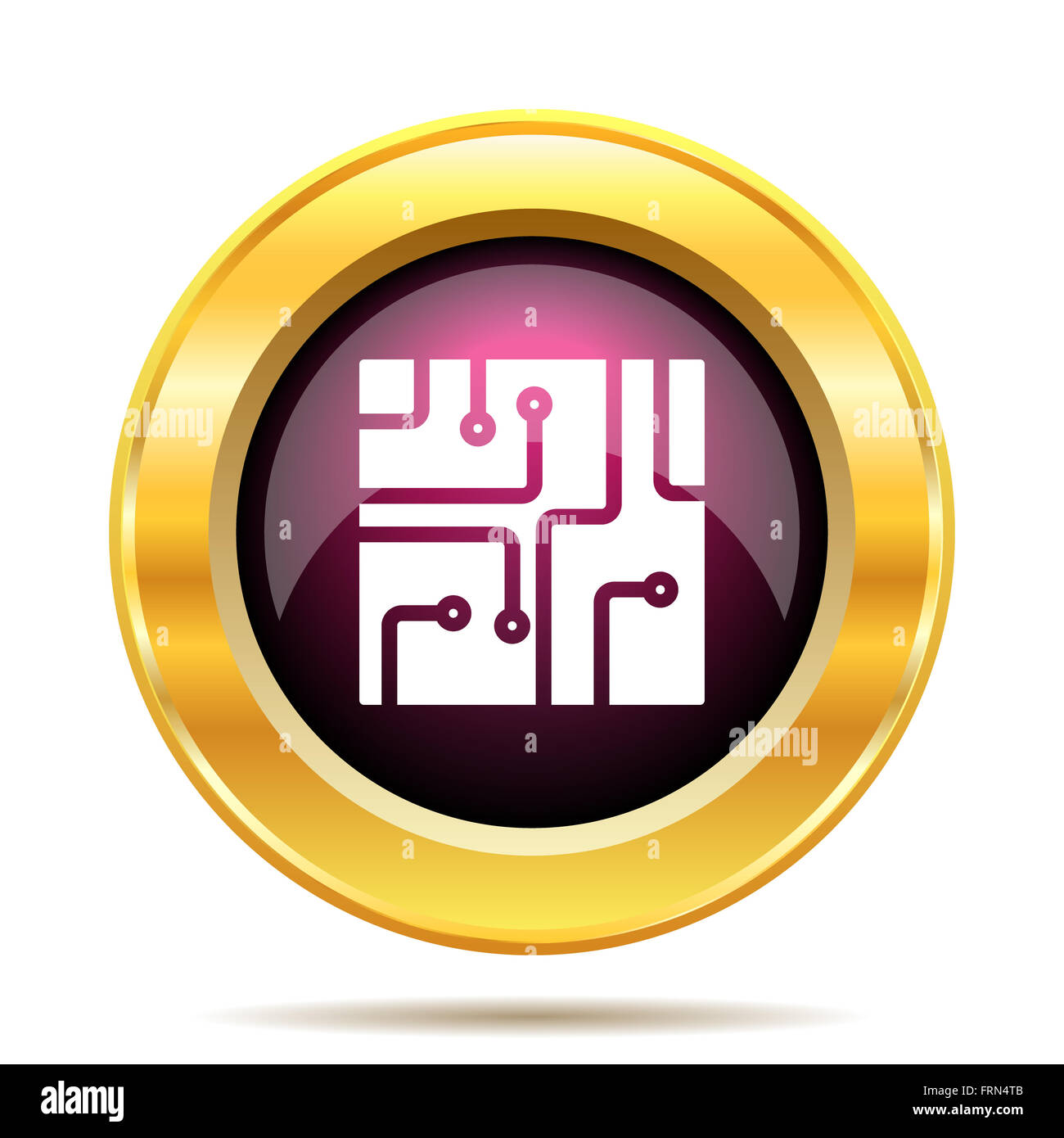 Circuit board icon. Internet button on white background Stock Photo - Alamy