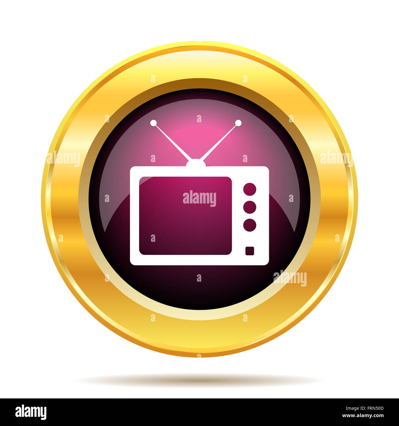 Retro tv icon. Internet button on white background Stock Photo - Alamy