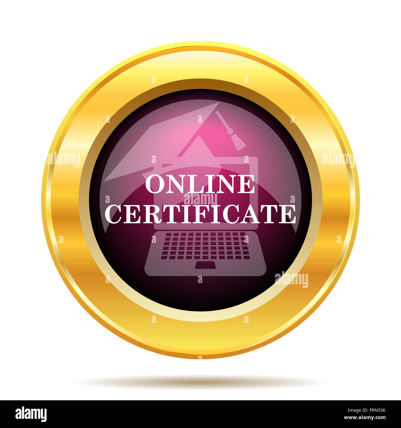 Online certificate icon. Internet button on white background Stock ...