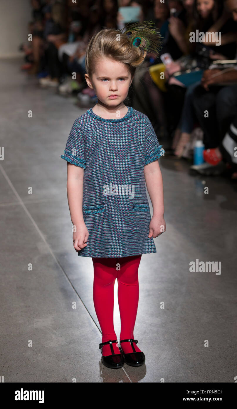 New York, NY USA - March 12, 2016: Young model walks runway for Baby CZ ...