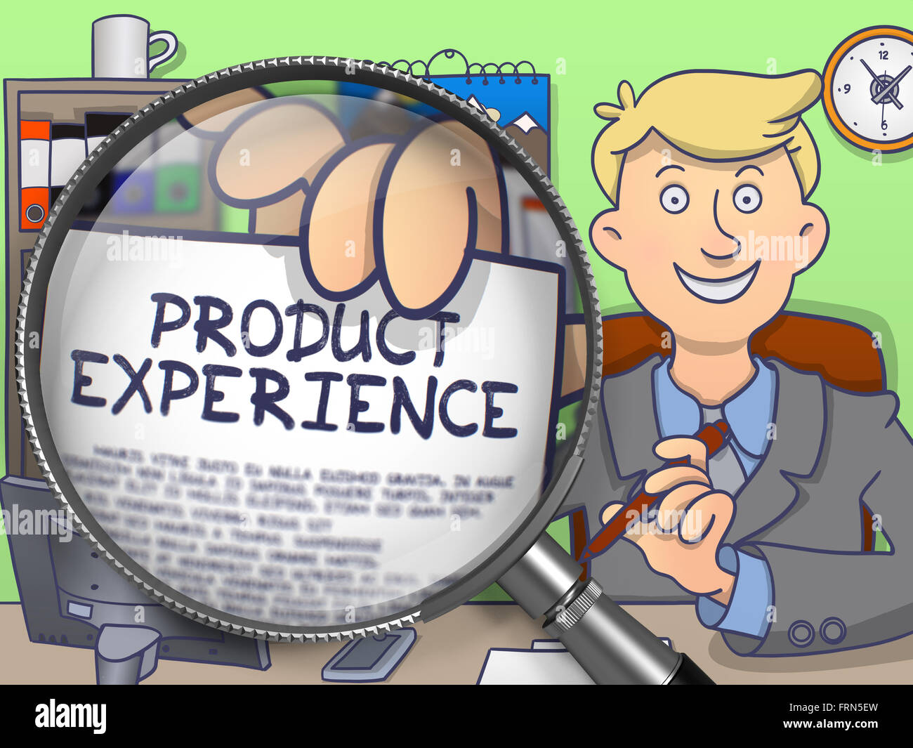 Product Experience through Magnifier. Doodle Design Stock Photo - Alamy