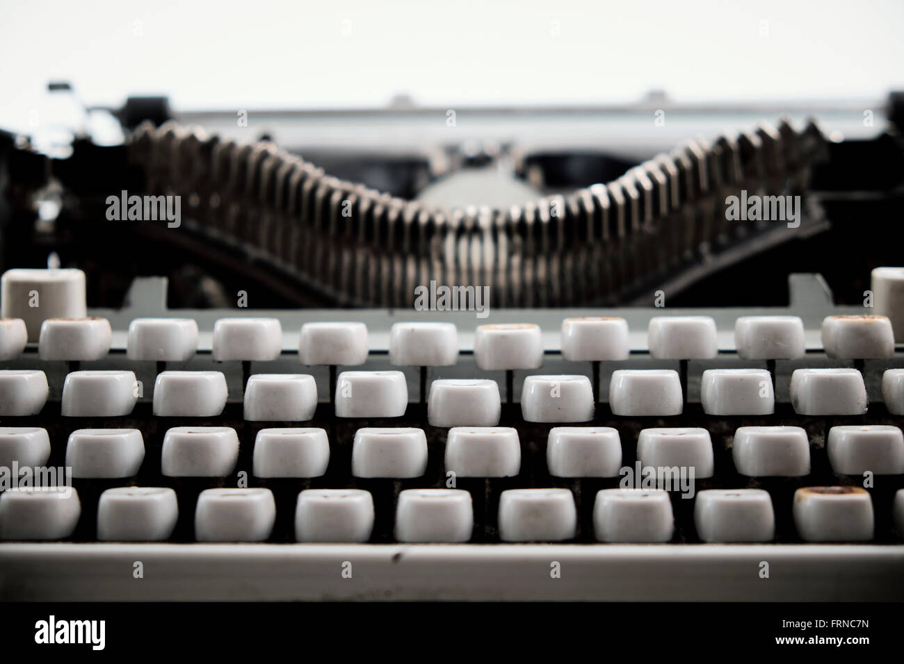 Front View of Vintage Typewriter Keys. The image emphasizes the classic ...