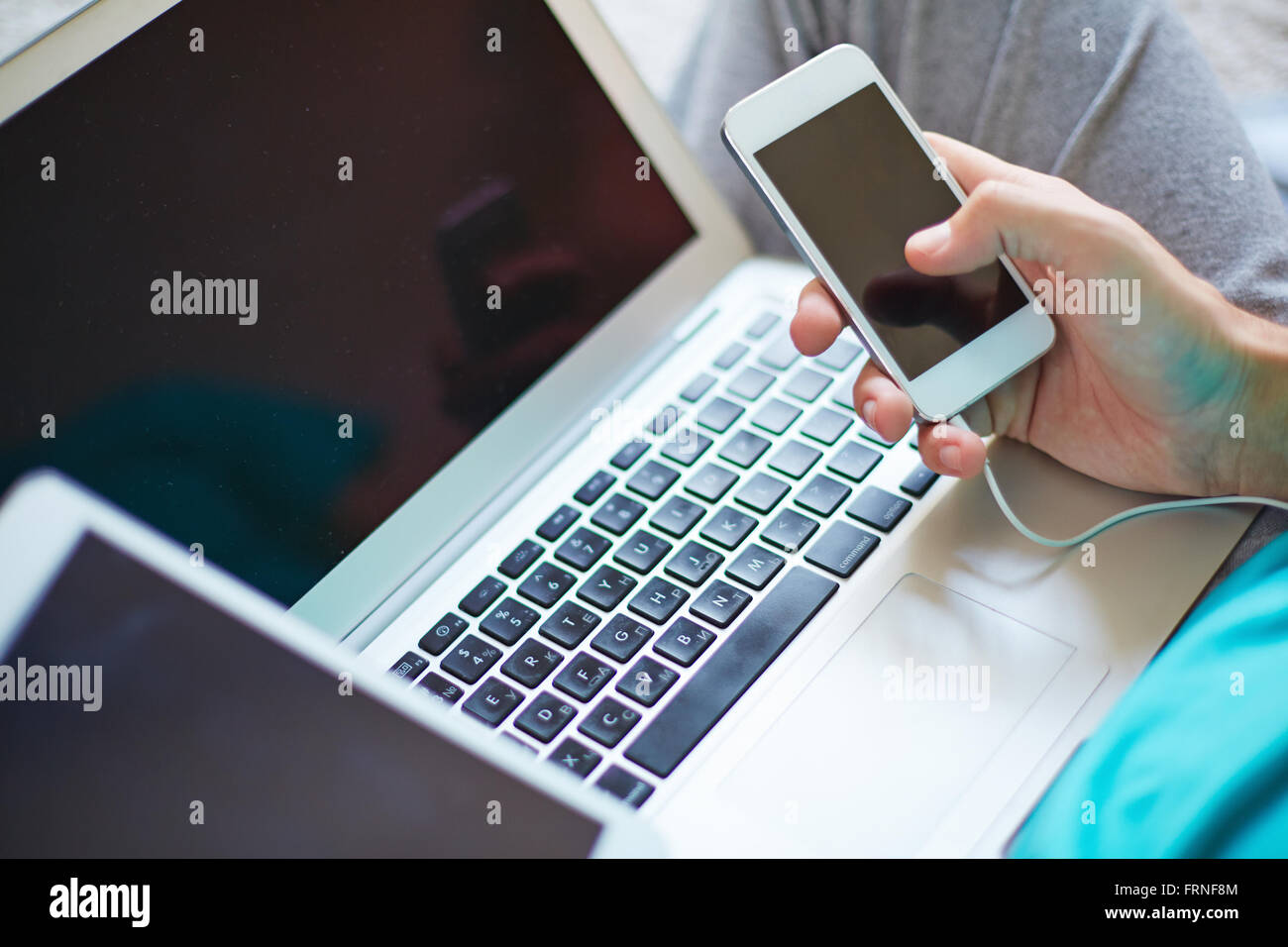 Addicted to technology Stock Photo - Alamy
