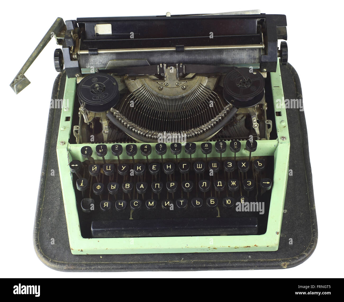old cyrillic typewriter isolated on white background Stock Photo - Alamy