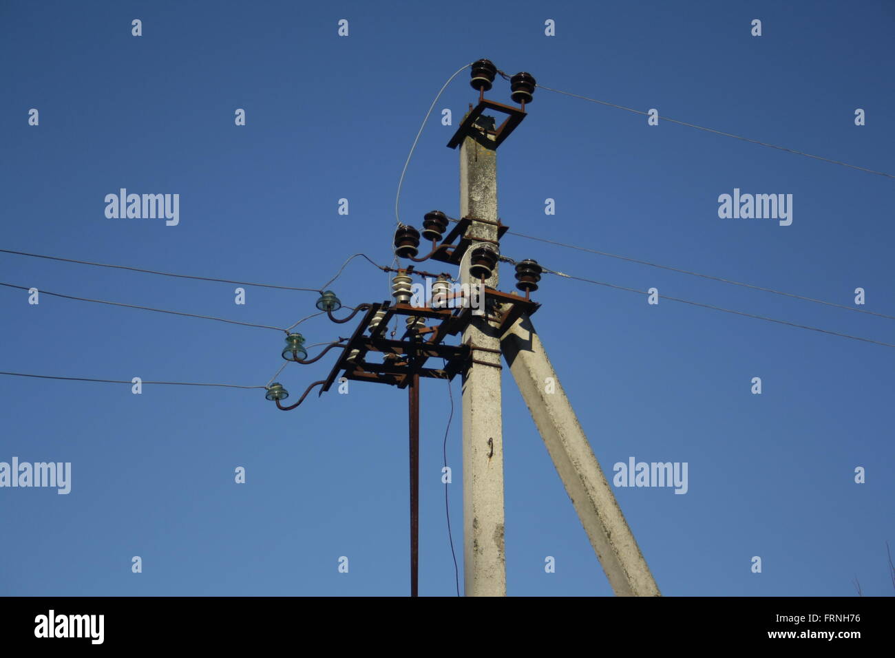 the pillar of rural power lines Stock Photo - Alamy