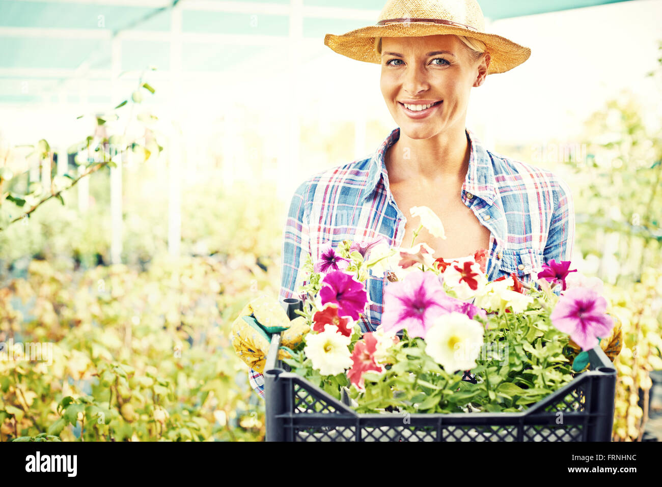 Farmer with flowers Stock Photo - Alamy