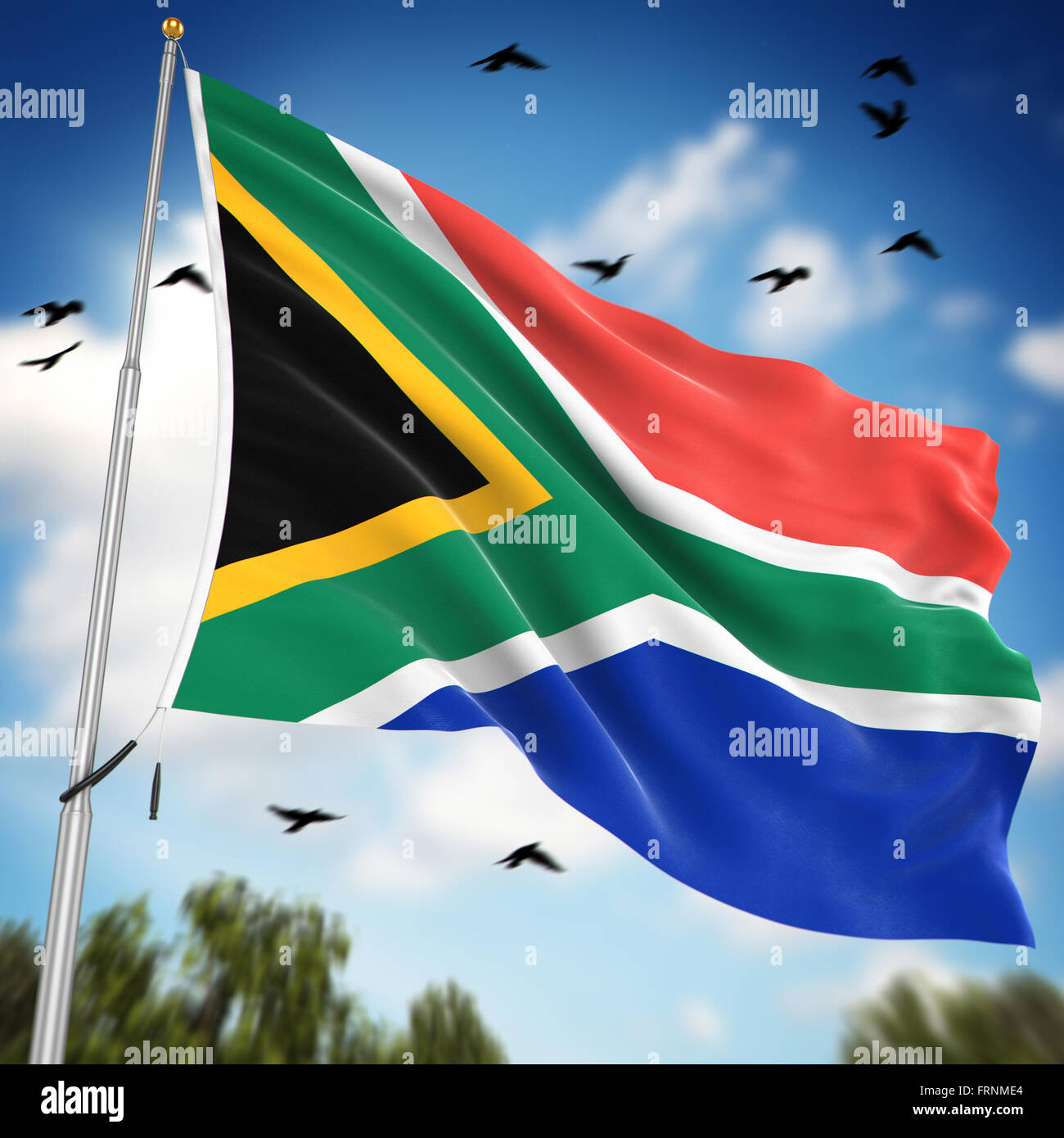 South africa flag flying hi-res stock photography and images - Alamy