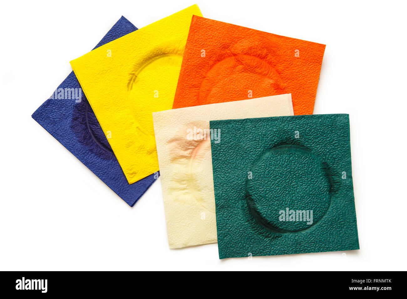 Dirty napkins in closeup isolated on white background Stock Photo - Alamy
