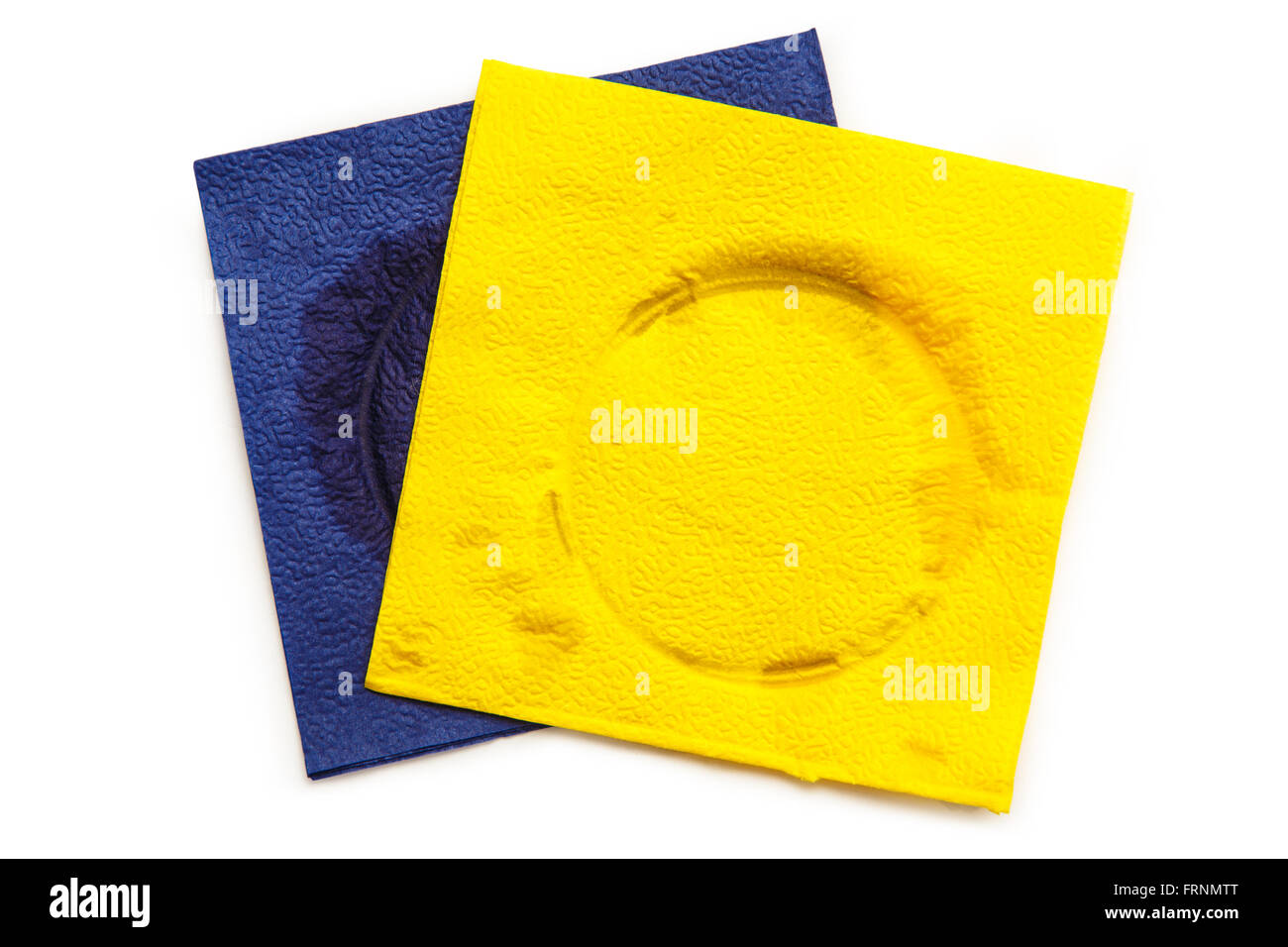 Dirty napkins in closeup isolated on white background Stock Photo - Alamy