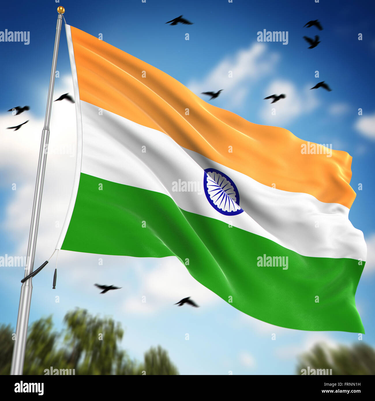 Flying indian flag hi-res stock photography and images - Alamy