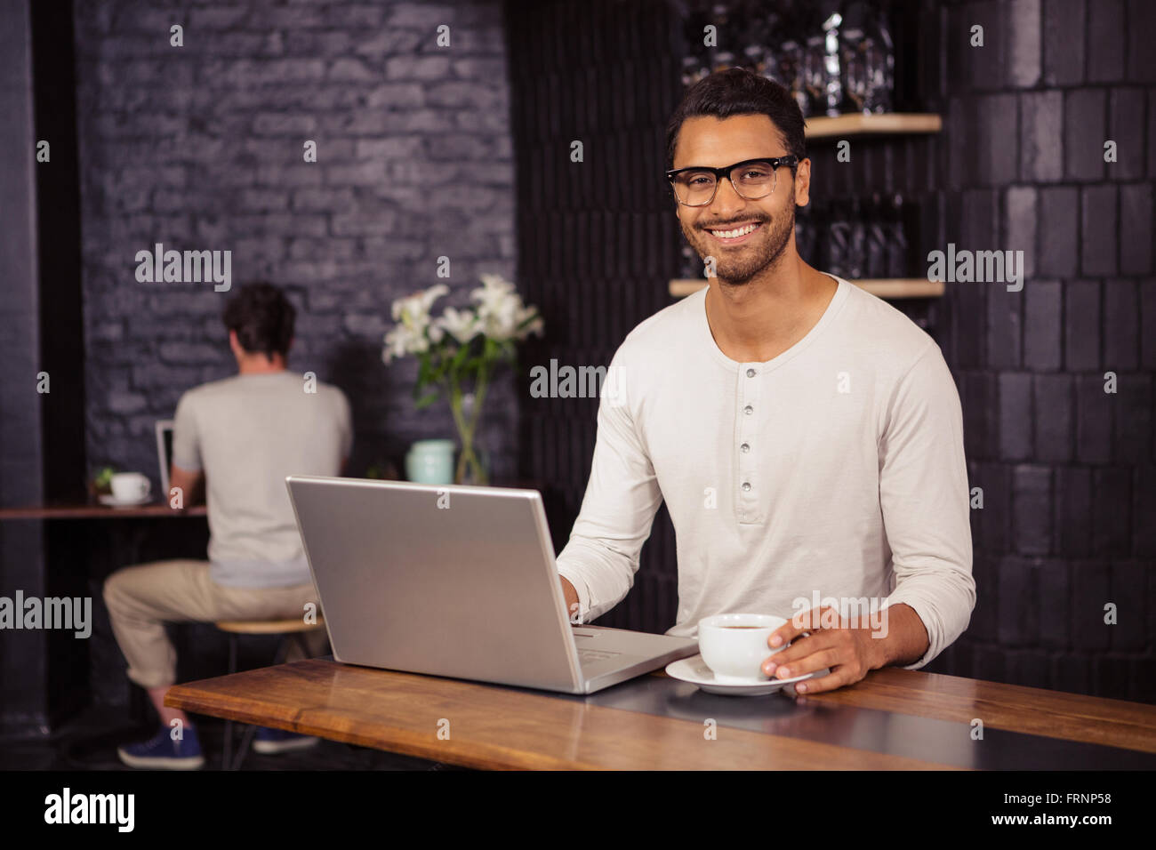 Indian man coffee, laptop hi-res stock photography and images - Alamy