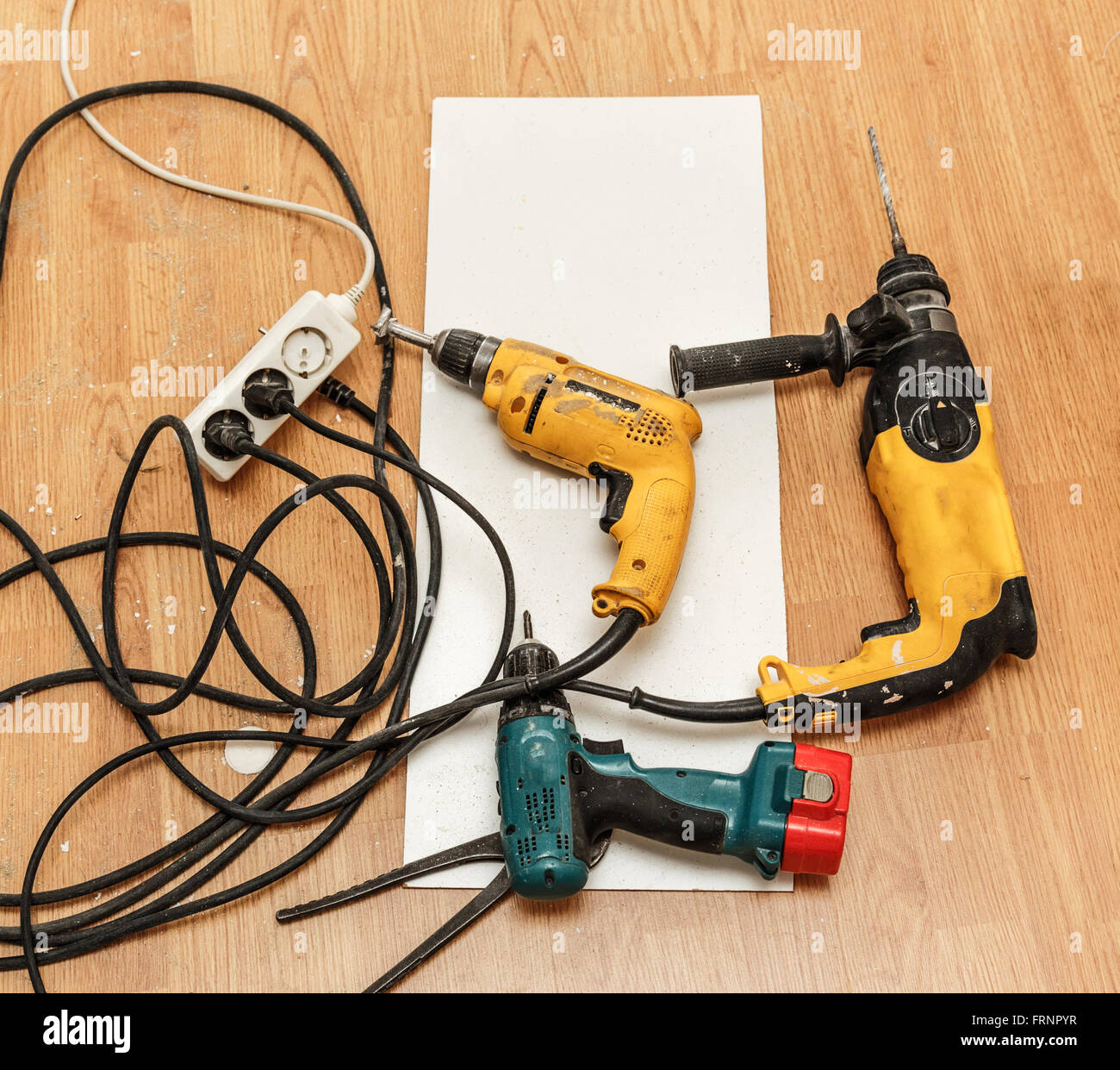 Place of electric socket repair process with drill Stock Photo - Alamy