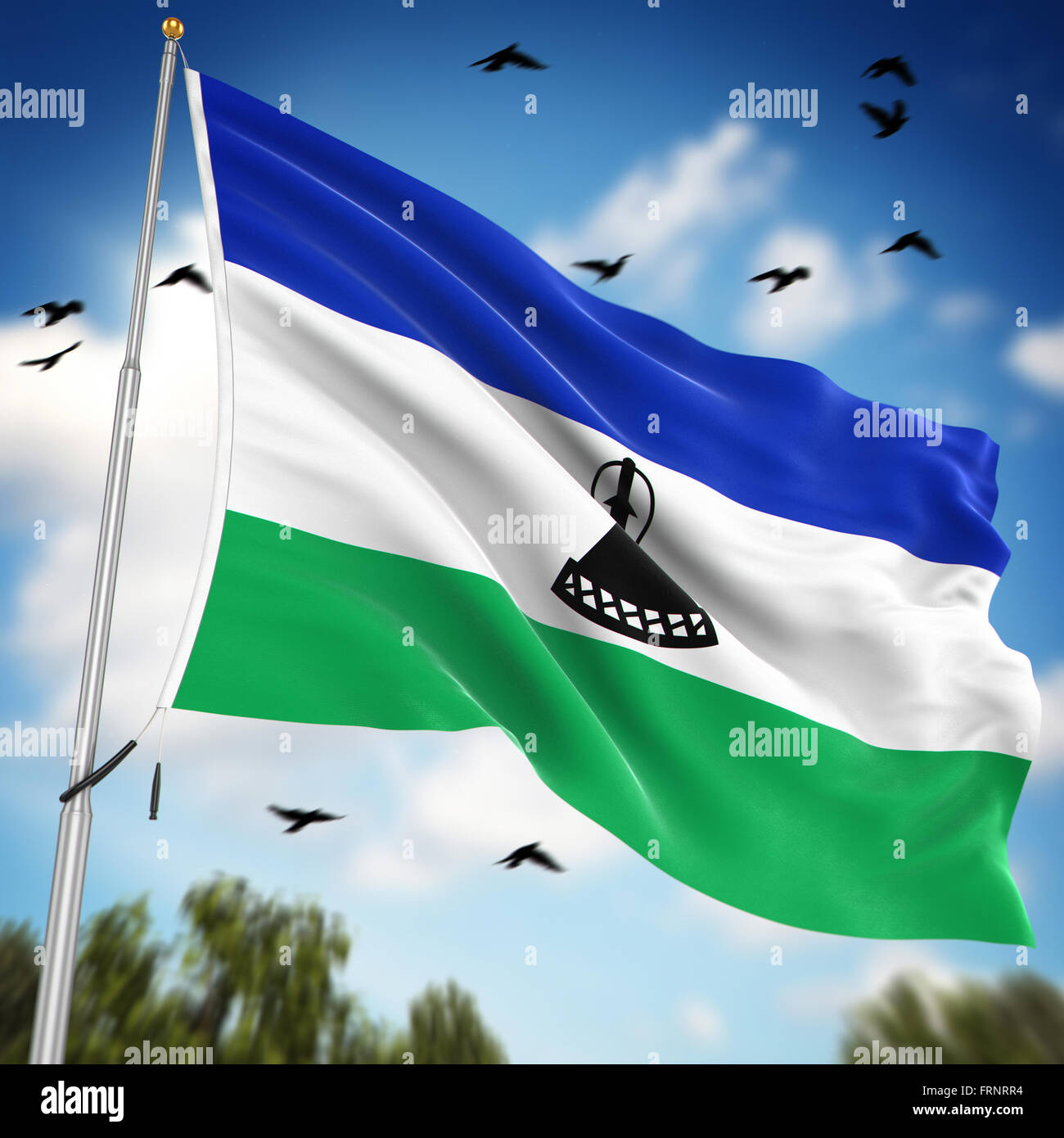 Flag lesotho waving wind hi-res stock photography and images - Alamy