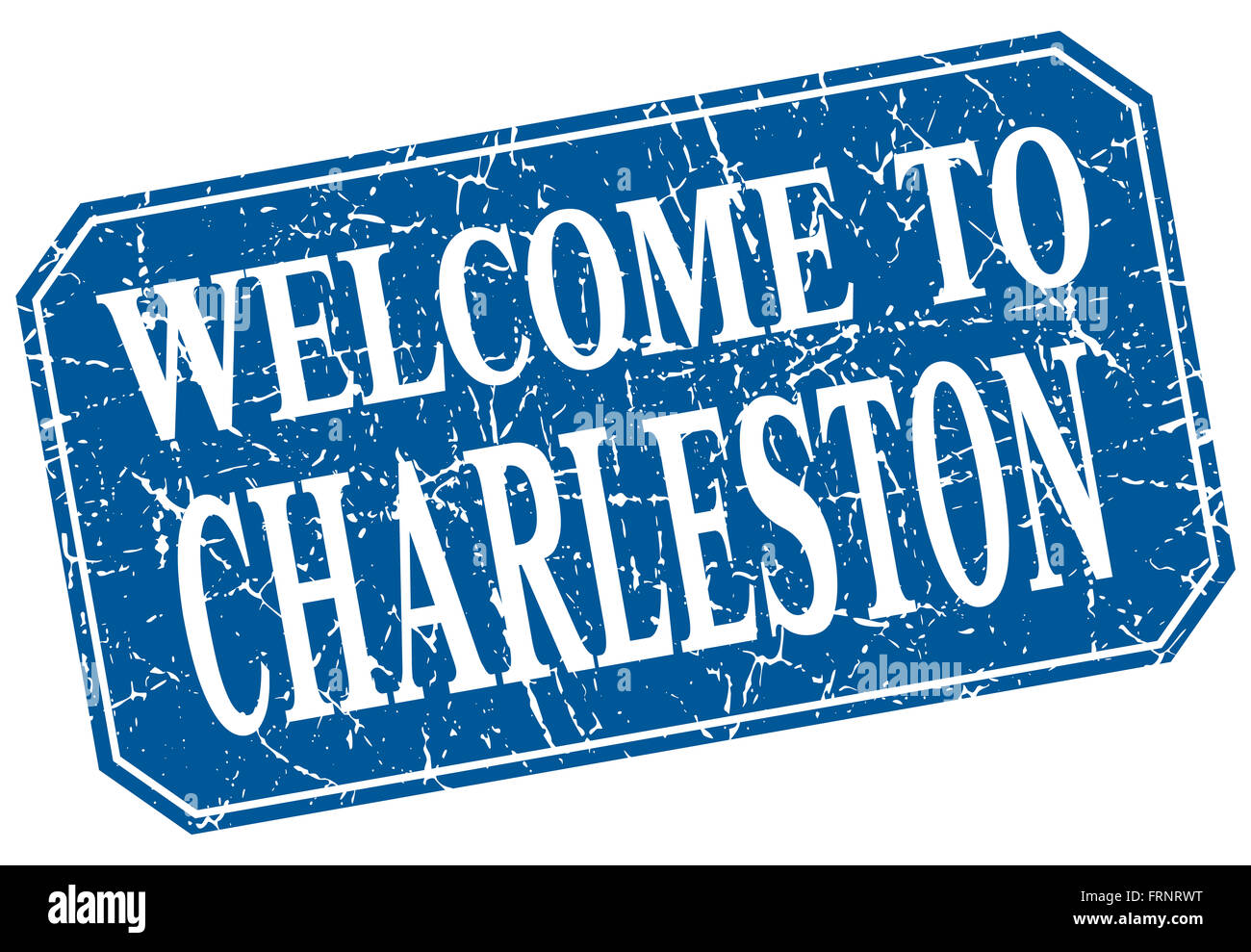 welcome to Charleston blue square grunge stamp Stock Photo - Alamy