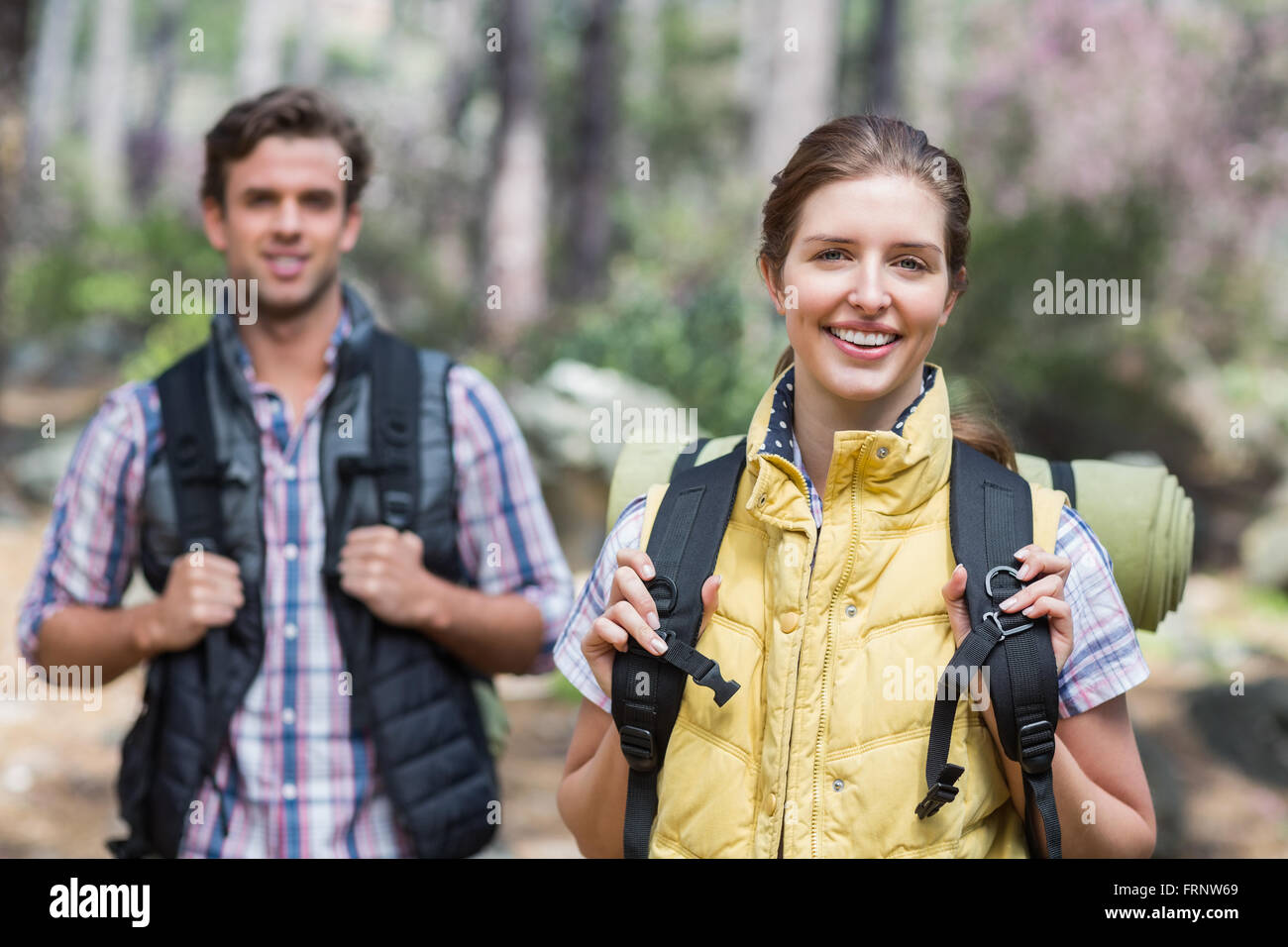 Happy couple in forest hi-res stock photography and images - Alamy