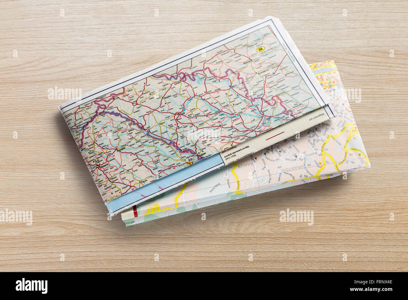 Balkan road map on wooden background in closeup Stock Photo - Alamy