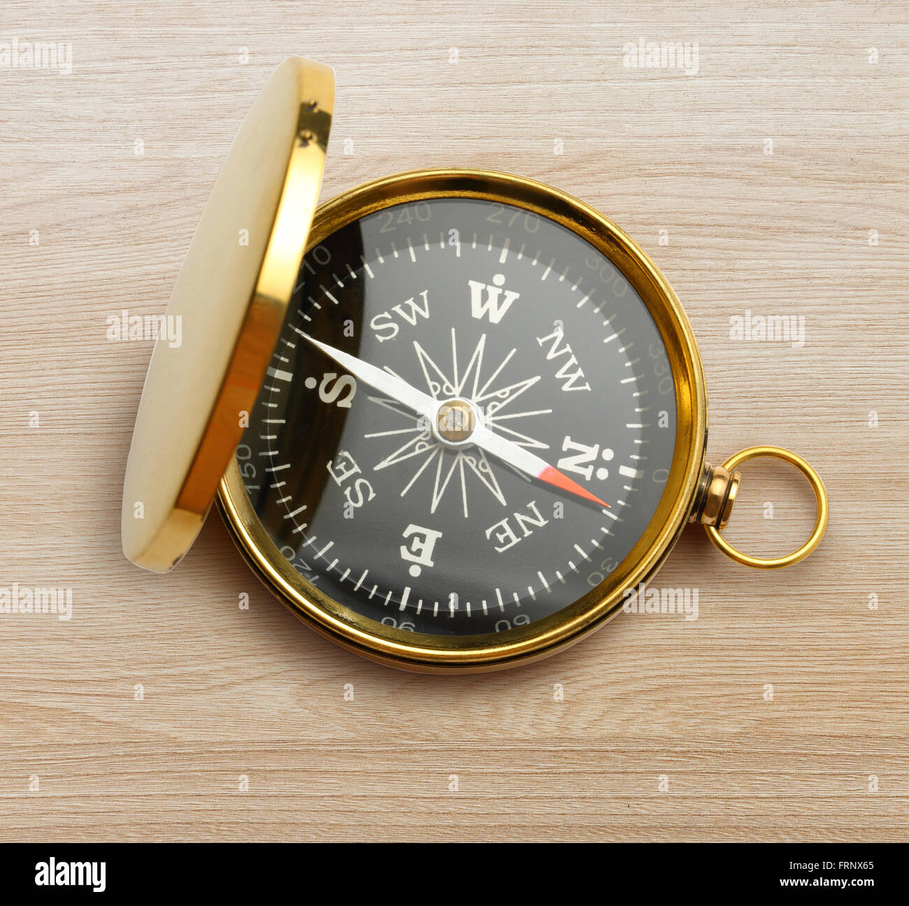 Golden compass on wooden hi-res stock photography and images - Alamy