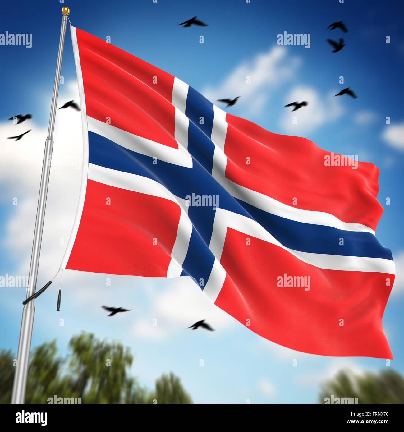 Norway flag waving hi-res stock photography and images - Alamy