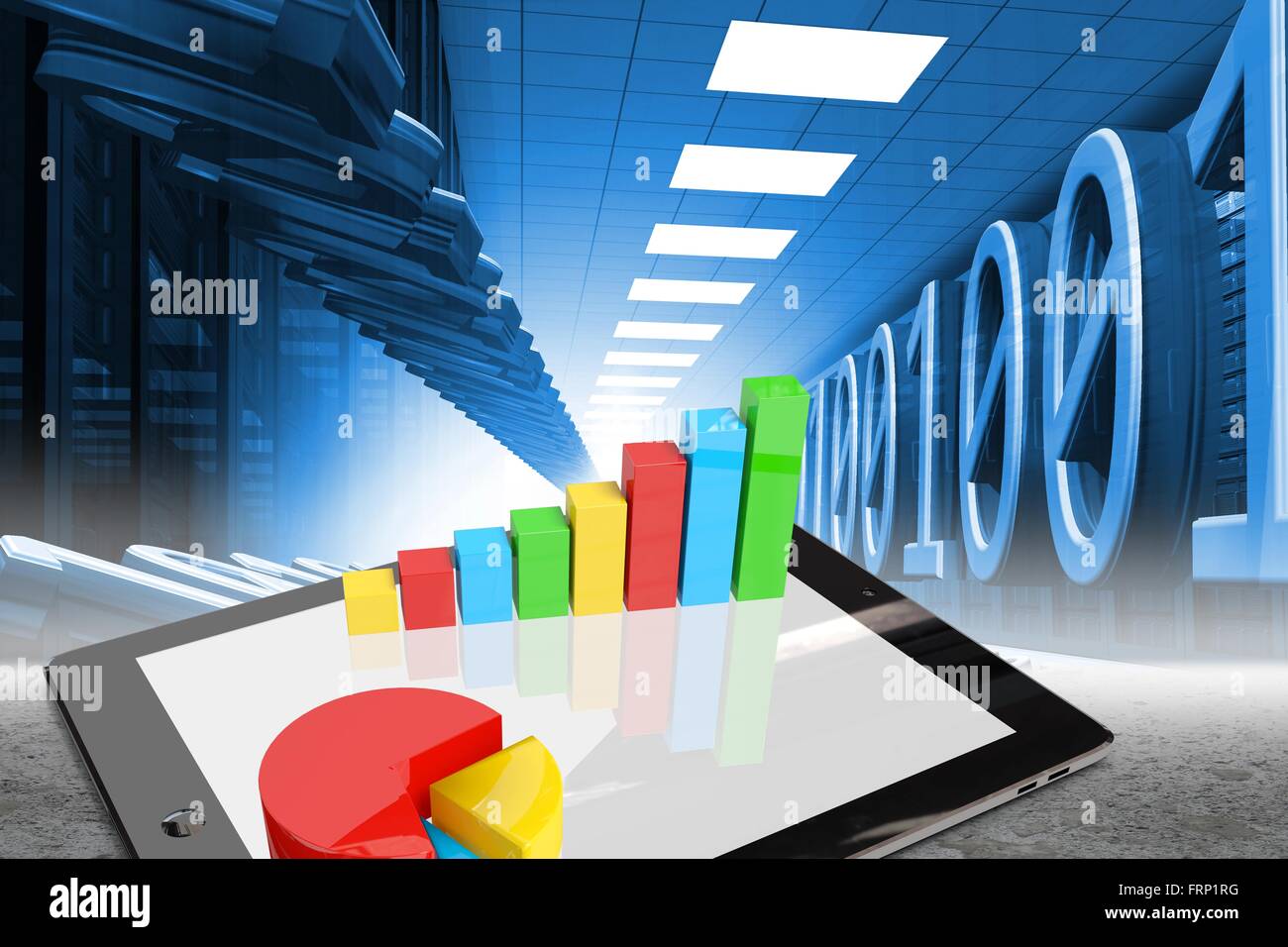 Graphics and binary in server room Stock Photo - Alamy