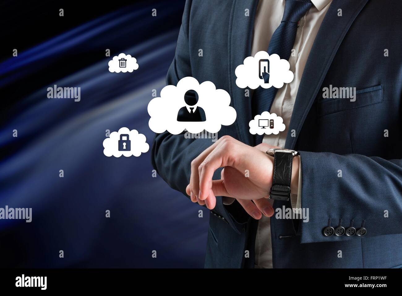 Man using smartwatch with apps Stock Photo - Alamy