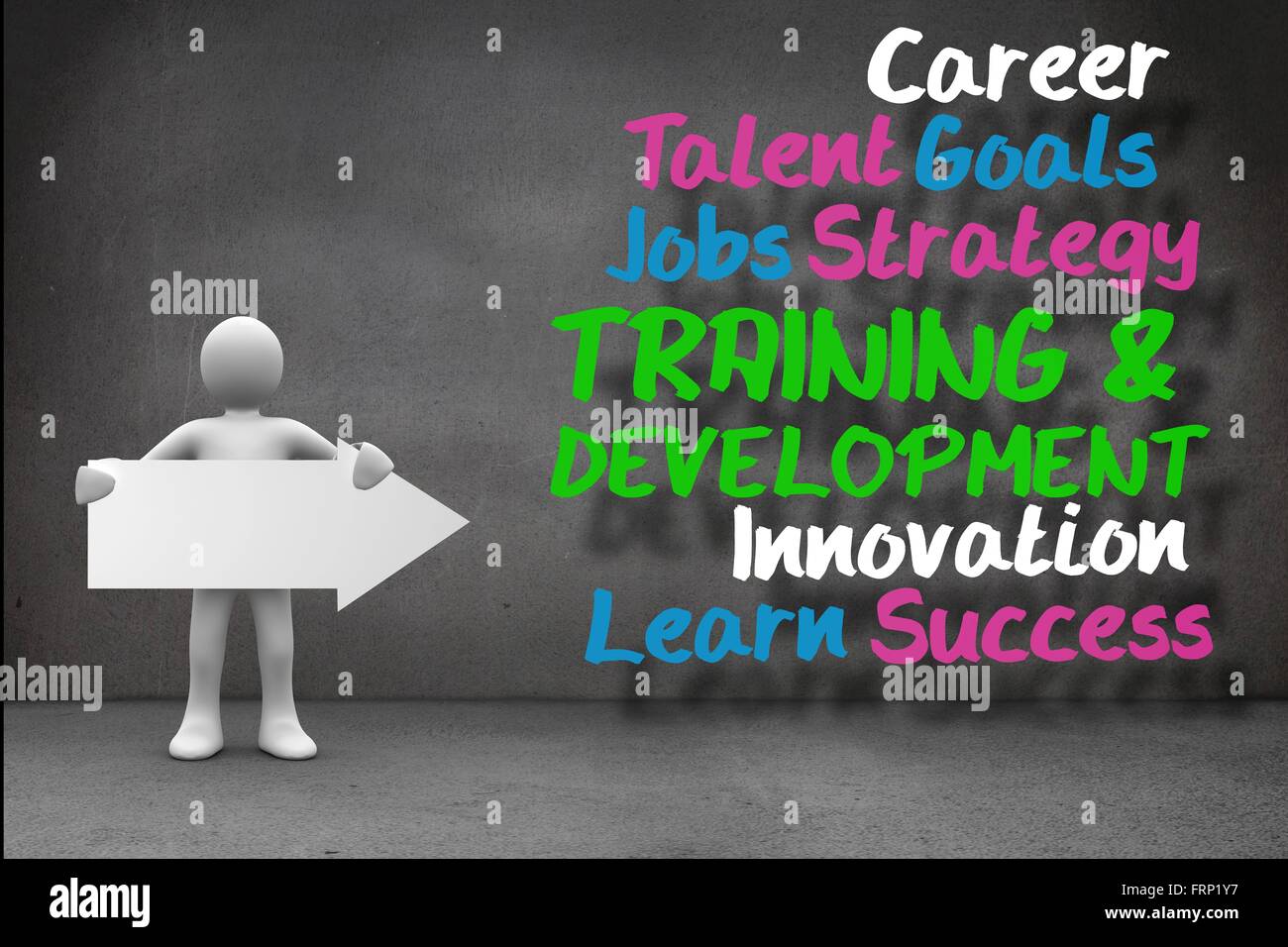 Arrow pointing on buzzwords Stock Photo - Alamy